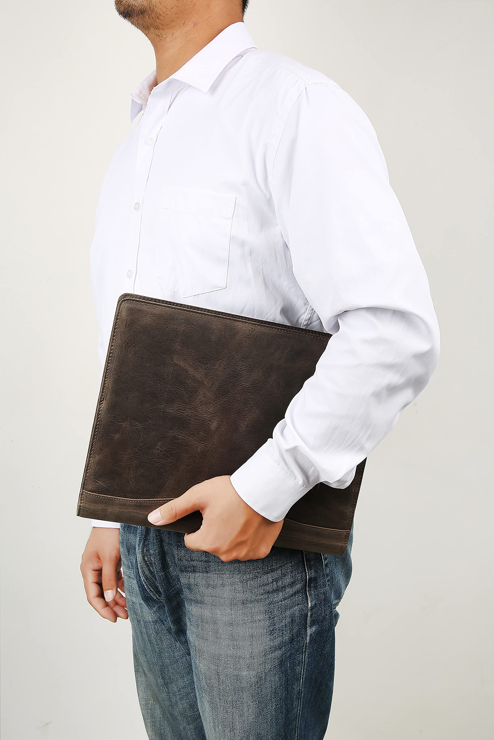 Personalized Leather Portfolio for Men, Engraved Leather Clipboard Portfolio Binder, Custom Leather Legal Pad Padfolio, Christmas Gift for His/Her (Clipboard, Grey-Standard)