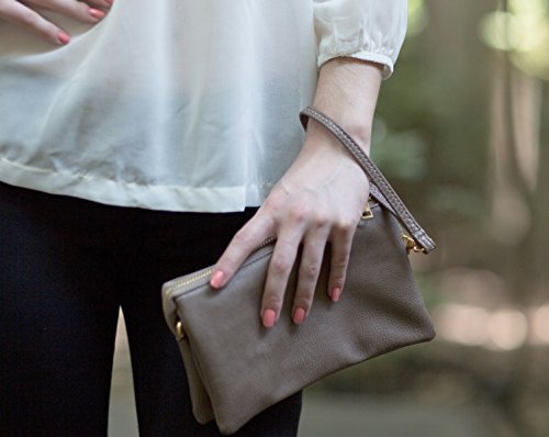 Humble Chic Vegan Leather Wristlet Wallets for Women, Phone Clutch or Small Purse Crossbody Bag, Includes Adjustable Shoulder and Wrist Straps, Taupe Brown, Tan