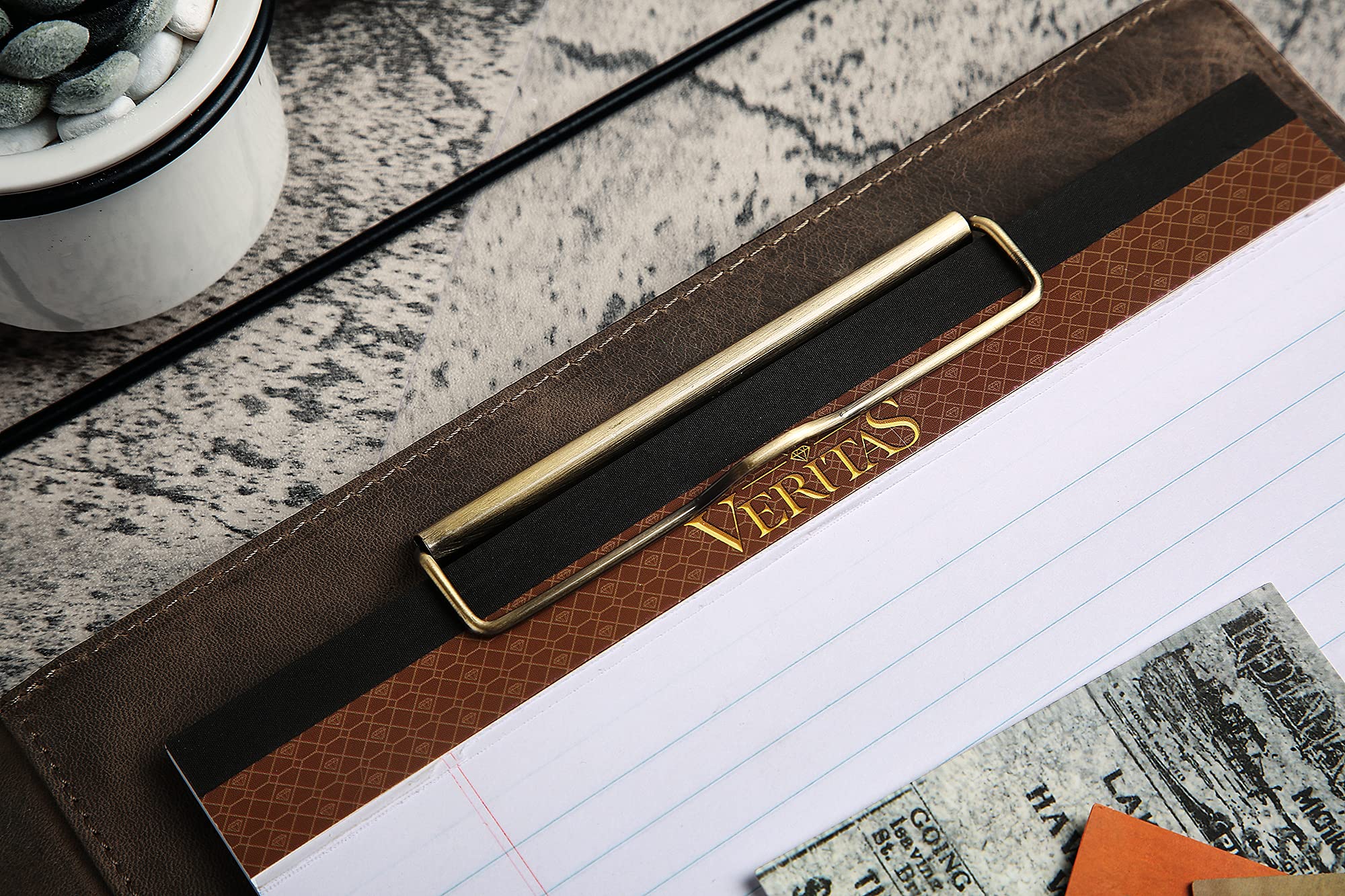 Personalized Leather Portfolio for Men, Engraved Leather Clipboard Portfolio Binder, Custom Leather Legal Pad Padfolio, Christmas Gift for His/Her (Clipboard, Grey-Standard)