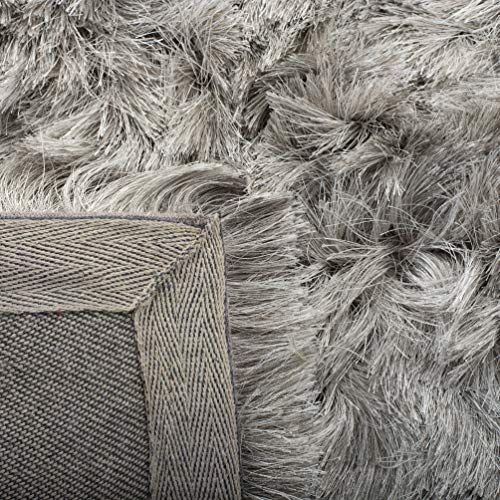 SAFAVIEH Ocean Shag Collection 9' x 12' Light Grey OCG101F Handmade Solid 2.4-inch Extra Thick Area Rug