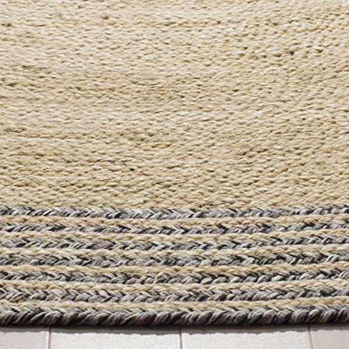SAFAVIEH Cape Cod Collection 3' Round Ivory / Steel Grey CAP204C Handmade Braided Jute Area Rug