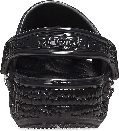 Crocs Unisex-Adult Classic Crocskin Clogs, Black Metallic, 10 Women/8 Men