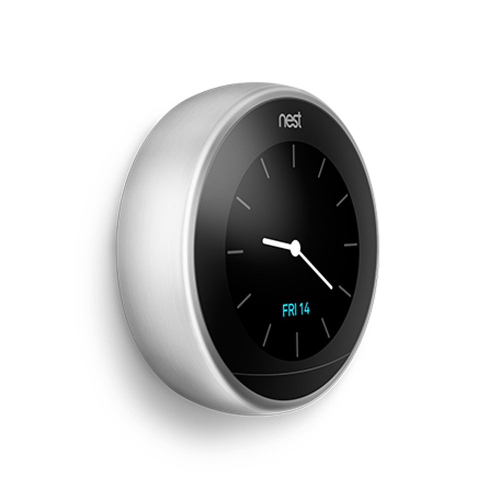 Google Nest Learning Smart Thermostat - 3rd Generation - Stainless Steel T3007ES Bundle with Google Nest Temperature Sensor 3 Pack T5001SF + elago Wall Plate Upgraded Wall Mount Cover - Matte White