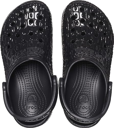 Crocs Unisex-Adult Classic Crocskin Clogs, Black Metallic, 10 Women/8 Men