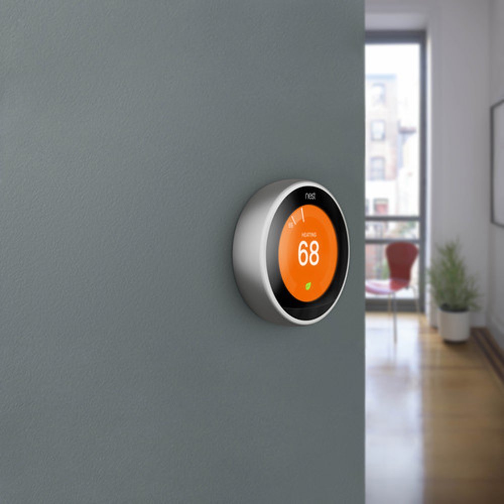 Google Nest Learning Smart Thermostat - 3rd Generation - Stainless Steel T3007ES Bundle with Google Nest Temperature Sensor 3 Pack T5001SF + elago Wall Plate Upgraded Wall Mount Cover - Matte White