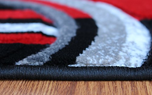 Masada Rugs, Sophia Collection Hand Carved Area Rug Modern Contemporary Red Grey White Black (2 Feet X 3 Feet 4 Inch) Mat