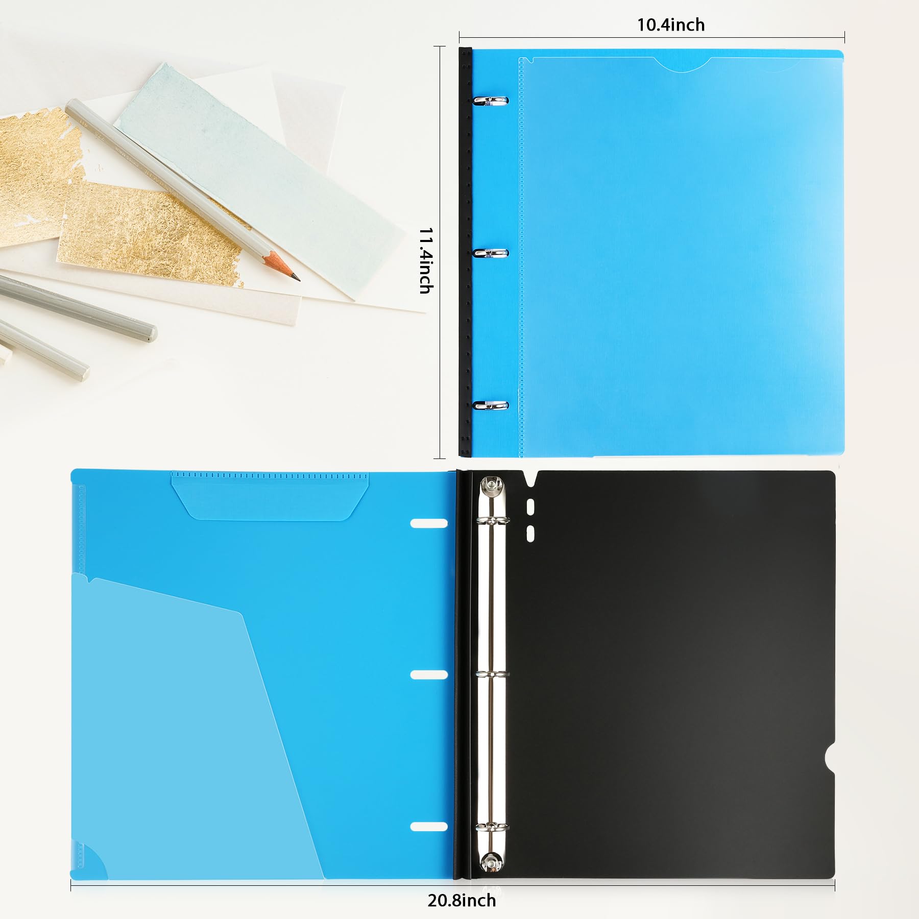 WOT I Telescoping 3 Ring Binder 4PCS, Flexible 3 Ring Binder with Expandable Spine+Customized Front Cover+Clear Catalog Pocket, 0.75 Inch Binder Holds 160 Sheets, 4 Bright Colors