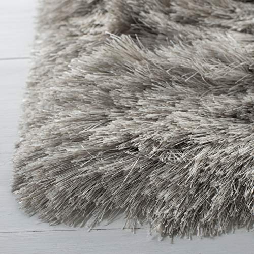SAFAVIEH Ocean Shag Collection 9' x 12' Light Grey OCG101F Handmade Solid 2.4-inch Extra Thick Area Rug