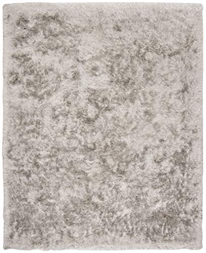 SAFAVIEH Ocean Shag Collection 9' x 12' Light Grey OCG101F Handmade Solid 2.4-inch Extra Thick Area Rug