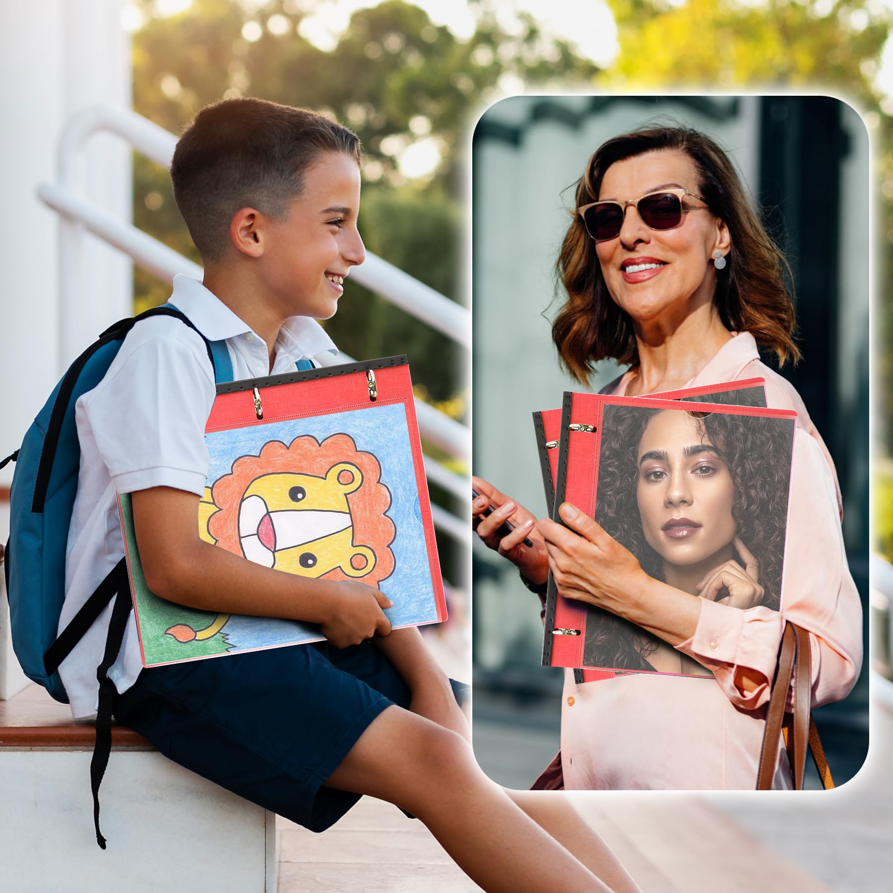 WOT I Telescoping 3 Ring Binder 4PCS, Flexible 3 Ring Binder with Expandable Spine+Customized Front Cover+Clear Catalog Pocket, 0.75 Inch Binder Holds 160 Sheets, 4 Bright Colors