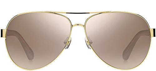 Kate Spade New York Women's Geneva/S Pilot Sunglasses, Gold Pink/Brown Silver Mirrored, 59mm, 12mm