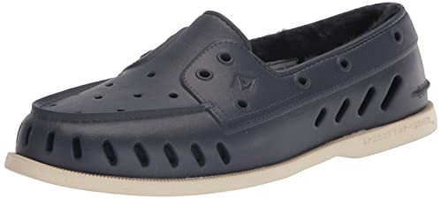 Sperry Authentic Original Float Cozy for Men - Anti-Slip Breathable Water Shoes made from Fully EVA Materials, Rubber Outsoles, and Textured Footbeds and Faux Fur Lining, Navy, 11 M