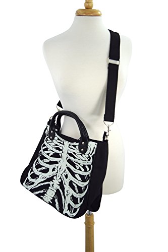 Lost Queen Goth Ribcage Skeleton Glow in the Dark Shoulder Bag