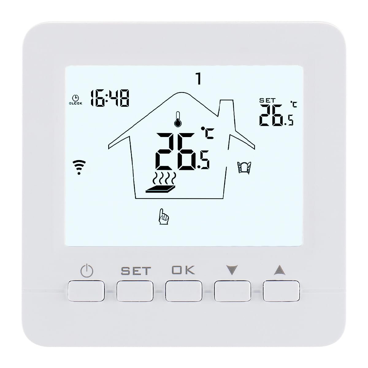 Wengart WiFi Smart Thermostat WG02B05,Heat Only 2.4GHz Wi-Fi APP TUYA for Radiant Floor Heating,Compatible with Alexa Echo/Google Home,AC90-240V Max3A White Backlight