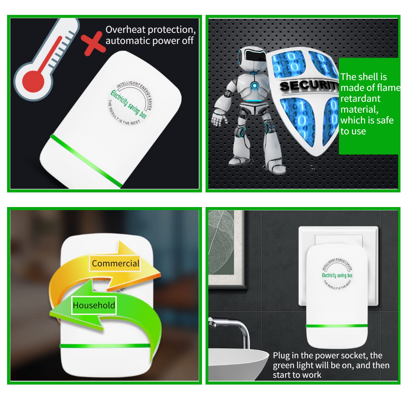 Gbbazu Pro Power Saver, Energy Upgraded Save Electricity Saving Box, Household Intelligent Factor Saver Office Market Device, US Plug 90V-250V 30KW (4 Pack)