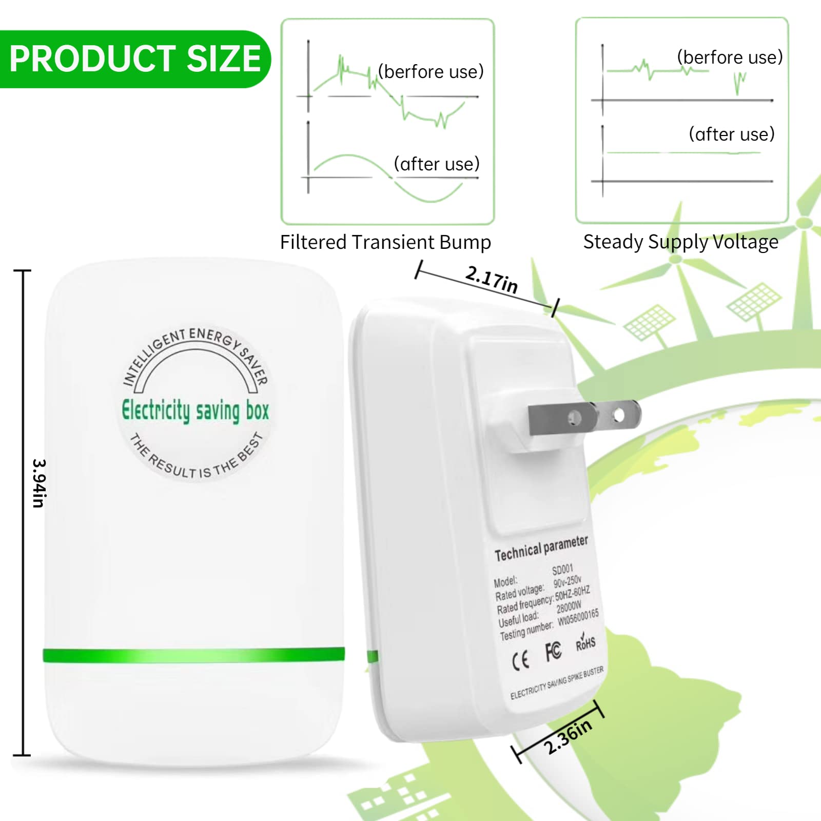 Gbbazu Pro Power Saver, Energy Upgraded Save Electricity Saving Box, Household Intelligent Factor Saver Office Market Device, US Plug 90V-250V 30KW (4 Pack)