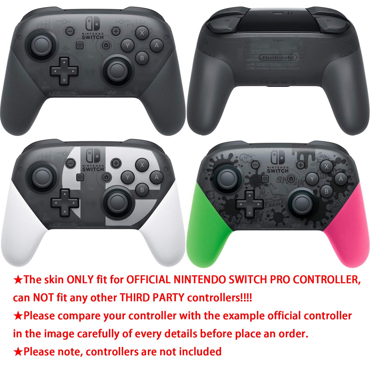YoRHa Studded Silicone Transfer Print Cover Skin Case ONLY for Nitendo Official Switch Pro Controller x 1(Flowers) with Pro Thumb Grips x 8