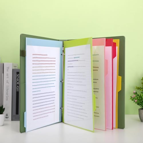 SKYDUE 3 Ring Binder with Clipboard, 1 Inch Binder, 13.2" × 10.2" PU Clipboard Binder with Notepad & 5 Dividers with 10 Pockets, Labels, Clipboard Folder Great for School Office (Fit A4/Letter Size)