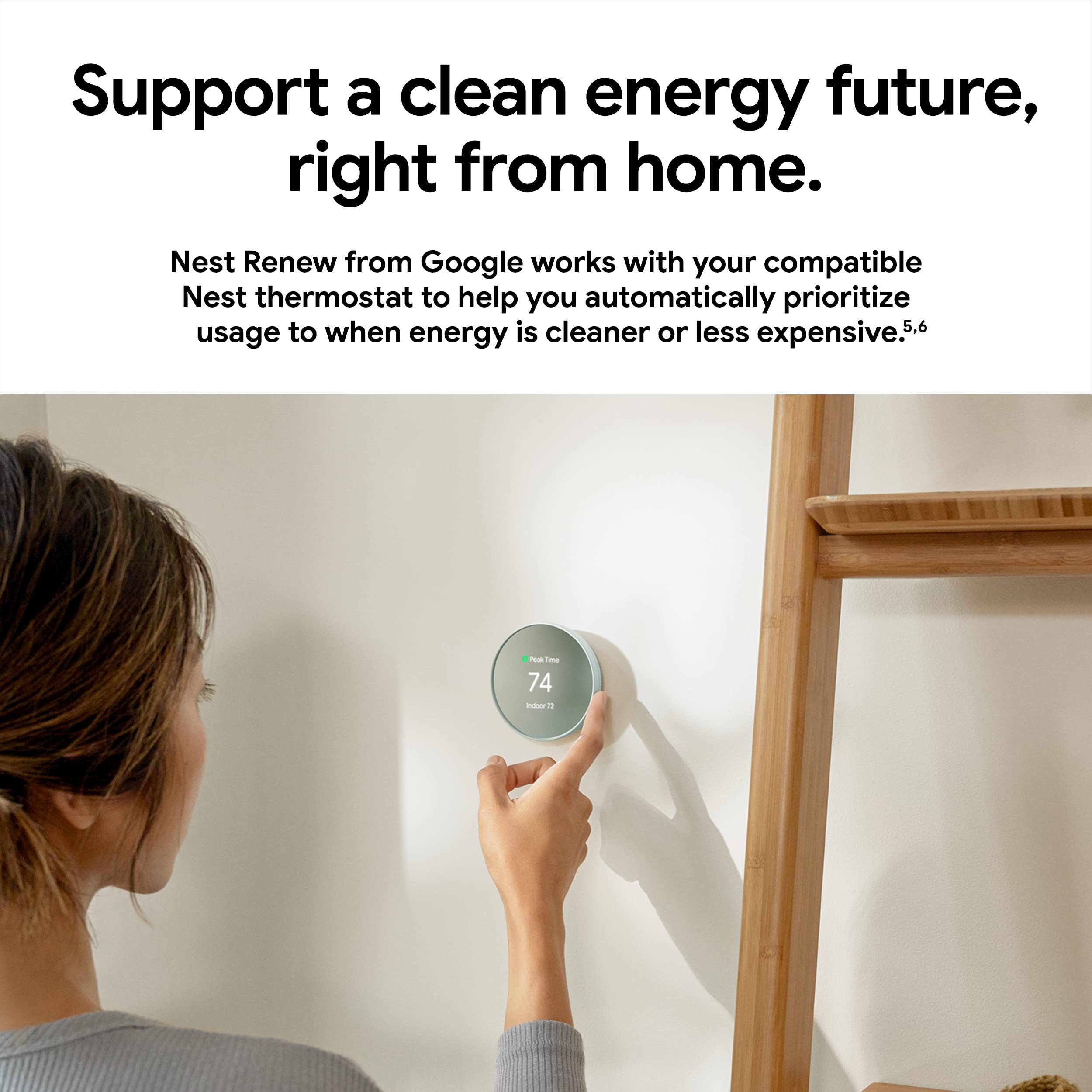 Google Nest Thermostat - Smart Thermostat for Home - Programmable Wifi Thermostat - Snow (Renewed)