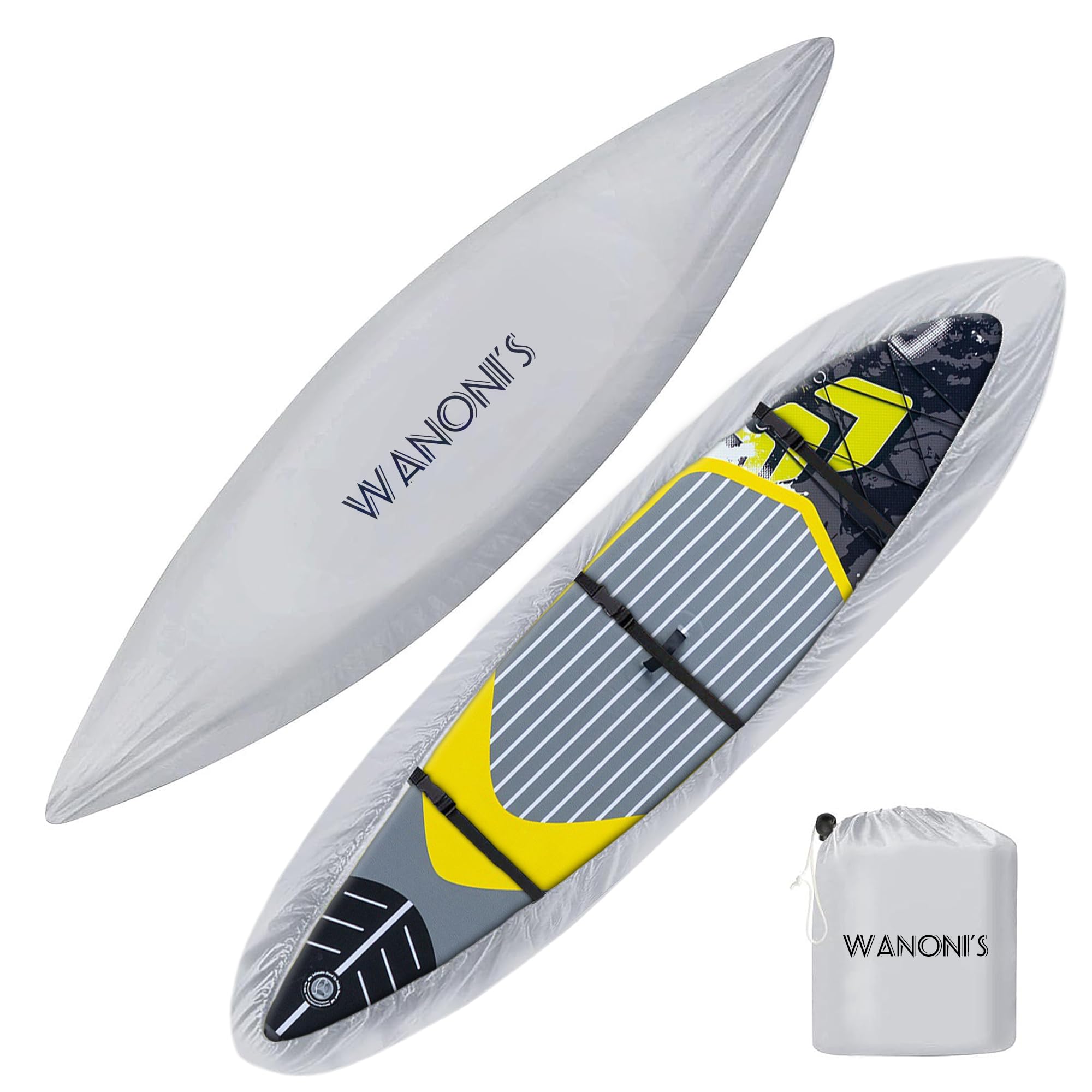 Wanoni's Kayak Cover Heavy Duty Waterproof Canoe Cover â UV Resistant Fishing Boat Cover for Outdoor Storage (9.3-18ft) (Gray, Suitable for 9.3-10.5ft Kayak)