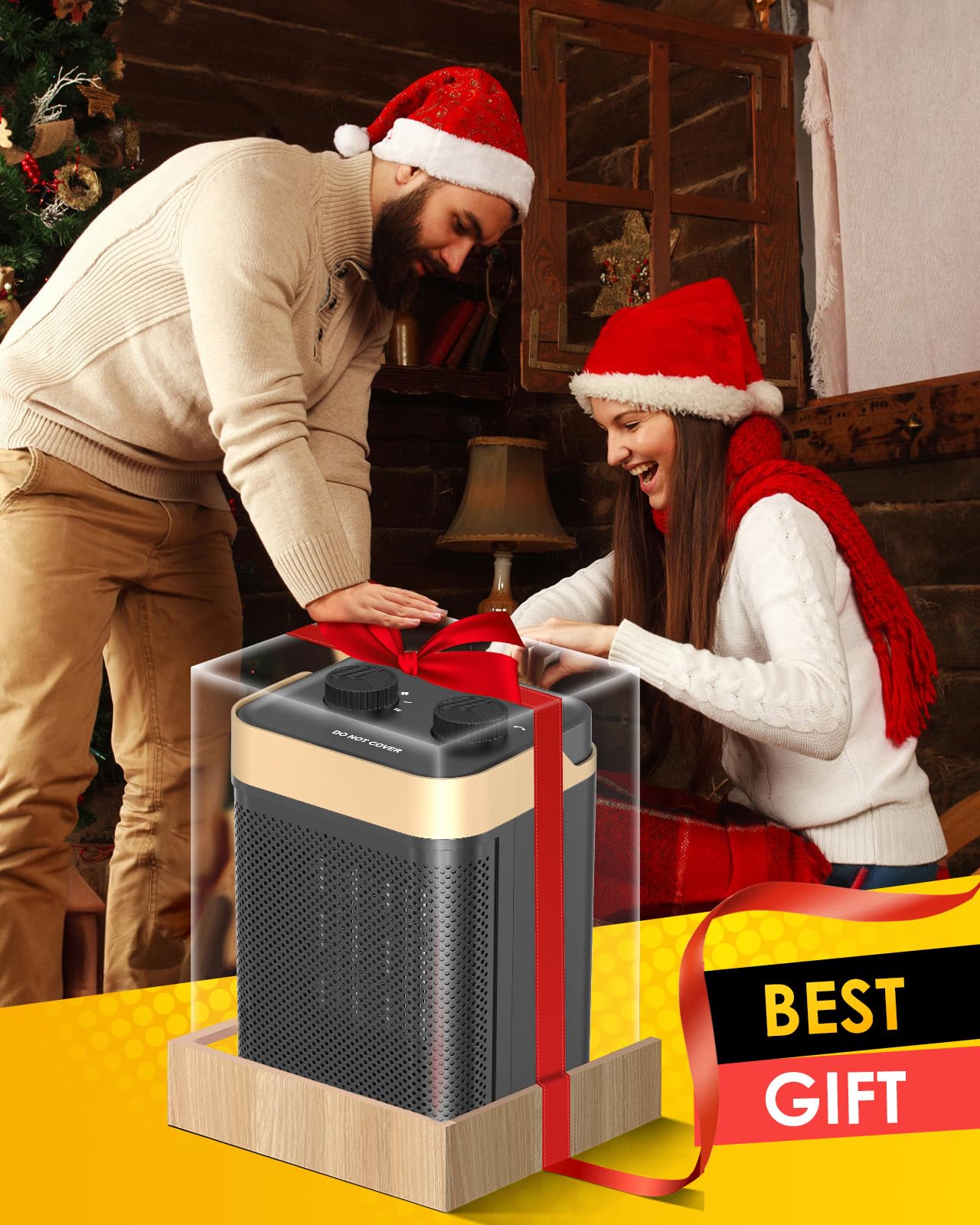 Space Heater, 1500W Ceramic Electric Space Heater Overheating & 45° Tip-Over Protection, 3 Mode PTC Fast Safety Heating, Portable Small Space Heater Fan for Office Bedroom Desk Indoor Use
