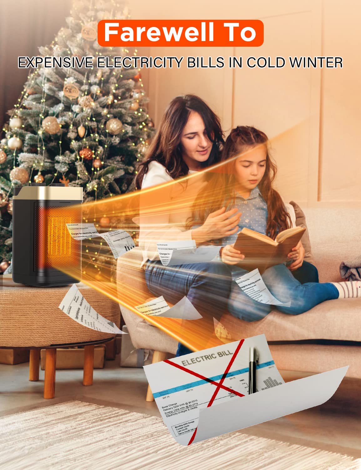 Space Heater, 1500W Ceramic Electric Space Heater Overheating & 45° Tip-Over Protection, 3 Mode PTC Fast Safety Heating, Portable Small Space Heater Fan for Office Bedroom Desk Indoor Use