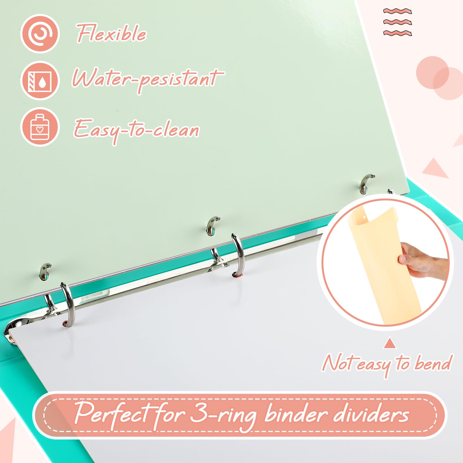 Honoson 12 Sets 8 Tab Binder Dividers for 3 Ring Binders 8.5 x 11 Inch Paper Multicolor Dividers with Plastic Film 3 Hole Punched Page Dividers Sturdy Binder Index Dividers for School (Dream Color)