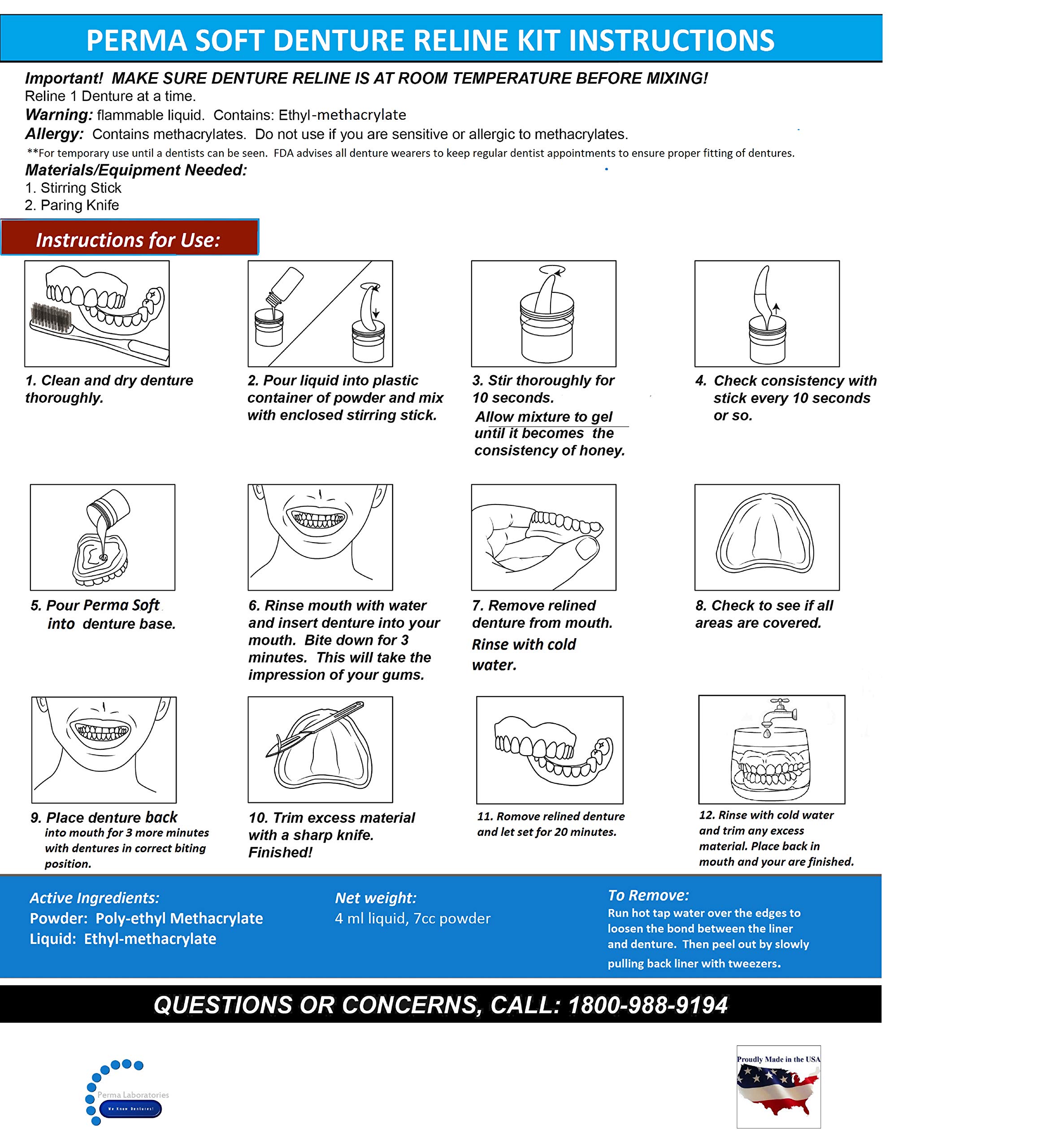 Perma Soft Denture Reliner Kit - Relines 2 Denture Plates