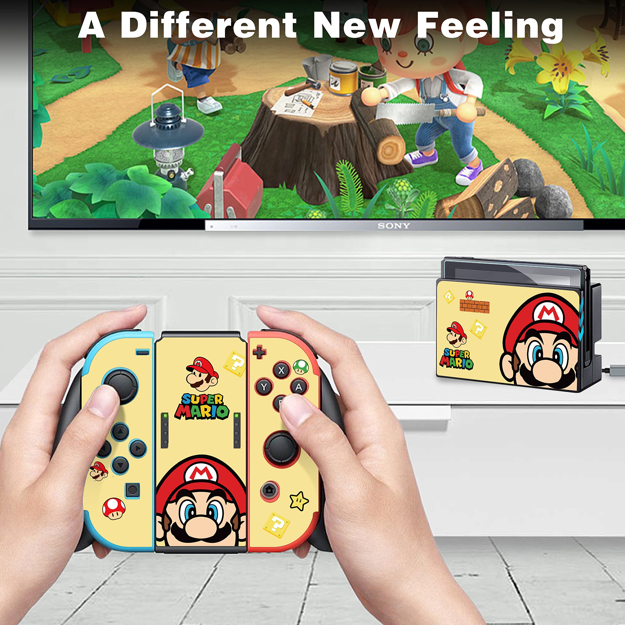 oqpa for Nintendo Switch OLED 2021 Skins Stickers for Girls Boys Kids Cute Kawaii Anime Cartoon Character Fun Decals with Tempered Glass Screen Protector for Nintendo Switch OLED(Head Malio)