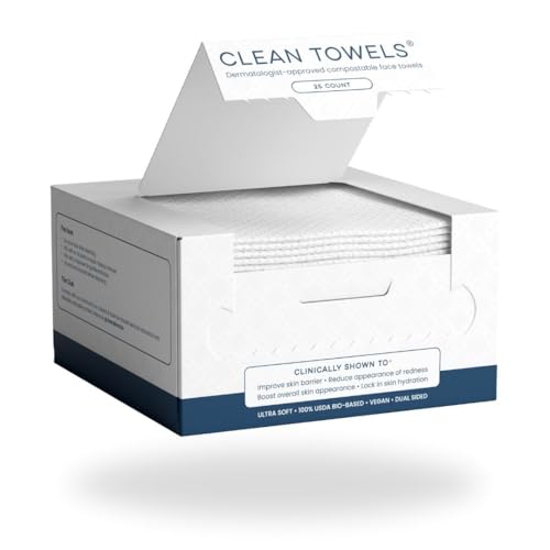 Clean Skin Club Clean Towels, 100% USDA Biobased Dermatologist Approved Face Towel, Disposable Clinically Tested Face Towelette, Facial Washcloth, Makeup Remover Dry Wipes, Ultra Soft, 100 ct, 4 pack