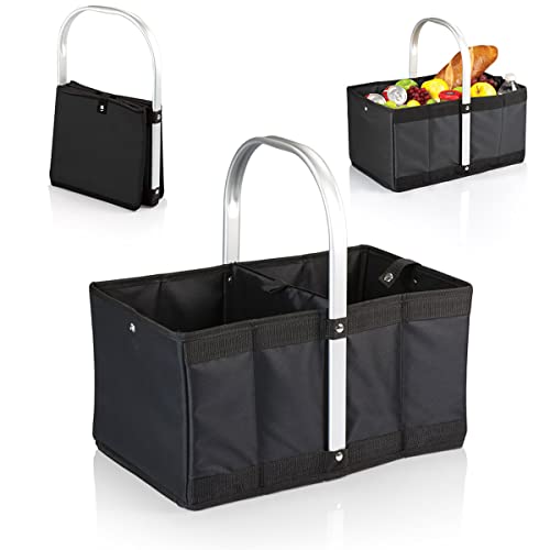 ONIVA - a Picnic Time brand Urban Basket Collapsible Tote, Utility Tote Bag, Folding Reusable Grocery Bag with Handle, (Black)