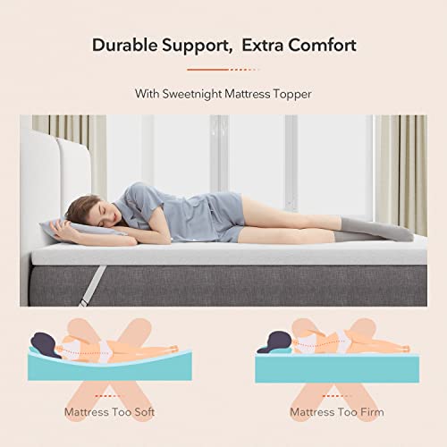 Sweetnight 4 Inch California King Mattress Topper, High Density Memory Foam Mattress Topper for Enhanced Support, Medium Firm Mattress Topper with Non-Slip Design, Cal King Size