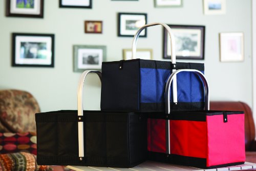 ONIVA - a Picnic Time brand Urban Basket Collapsible Tote, Utility Tote Bag, Folding Reusable Grocery Bag with Handle, (Black)