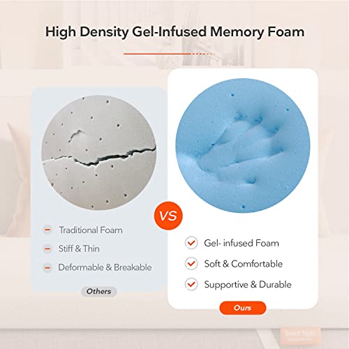 Sweetnight 4 Inch California King Mattress Topper, High Density Memory Foam Mattress Topper for Enhanced Support, Medium Firm Mattress Topper with Non-Slip Design, Cal King Size