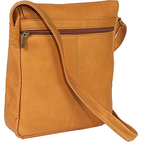 Le Donne Leather Vertical Flap Over Shoulder Bag - Colombian Leather Women’s Bag (Black)