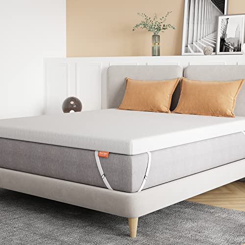 Sweetnight 4 Inch California King Mattress Topper, High Density Memory Foam Mattress Topper for Enhanced Support, Medium Firm Mattress Topper with Non-Slip Design, Cal King Size