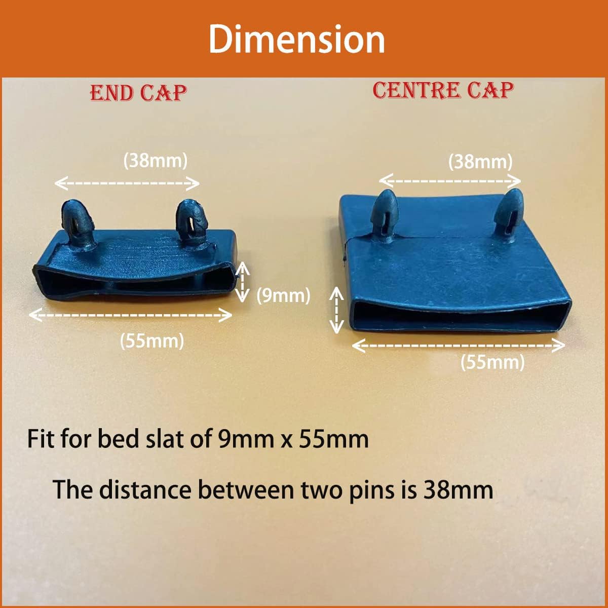 XIAONAN 24Pcs 55mm x 9mm Plastic Bed Slat Cover Replacement Holder Caps for Holding Securing Wooden Slats Bed Base (12pcs End Caps + 12pcs Centre Caps)