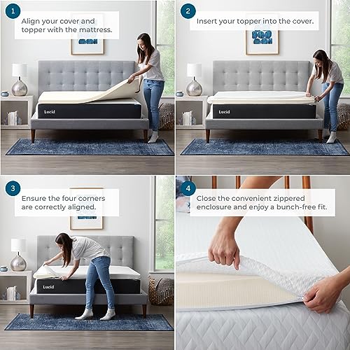 LUCID 4 Inch Ventilated Memory Foam Mattress Topper - 3-Year Warranty - Cal King