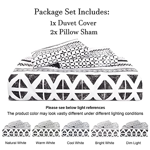 PHF Washed Soft Duvet Cover Set California King Size, 3 Piece Boho Stripe Printed Comforter Cover Set, Ultra Soft Comfy Durable Bohemia Farmhouse Duvet Cover with Zipper Closure,104"x98",Black & White
