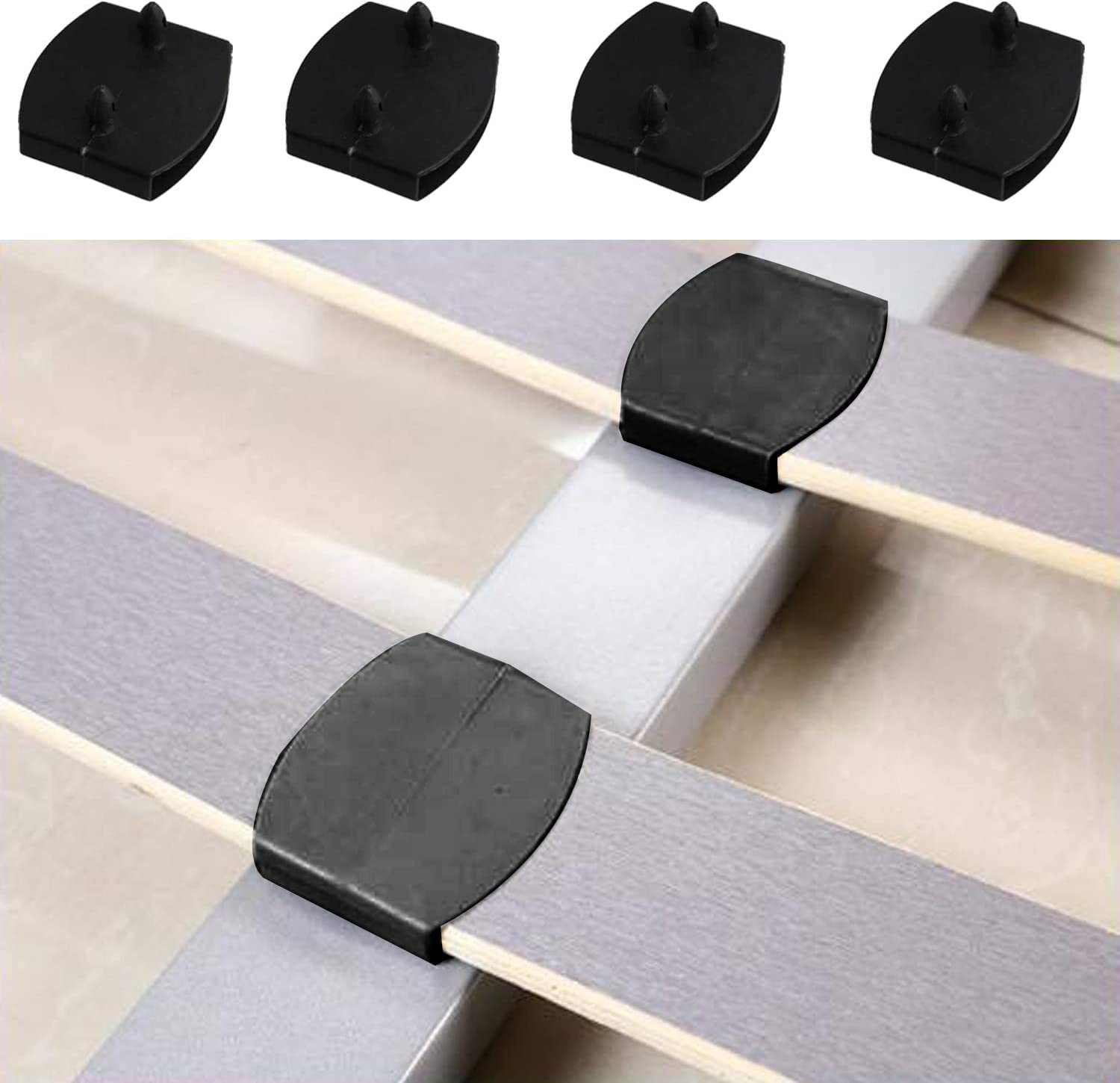 XIAONAN 24Pcs 55mm x 9mm Plastic Bed Slat Cover Replacement Holder Caps for Holding Securing Wooden Slats Bed Base (12pcs End Caps + 12pcs Centre Caps)