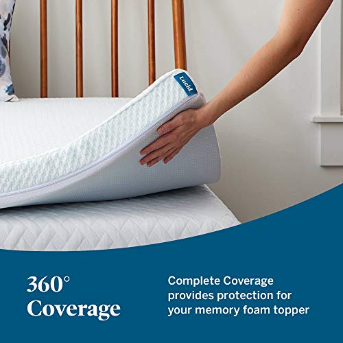 LUCID 4 Inch Ventilated Memory Foam Mattress Topper - 3-Year Warranty - Cal King