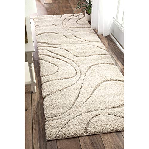 nuLOOM Carolyn Cozy Soft & Plush Shag Runner Rug, 2 ft 8 in x 12 ft, Cream