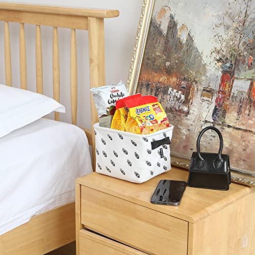 Sea Team Foldable Mini Square New Black and White Theme Natural Linen & Cotton Fabric Storage Bins Simple Desk Shelf Baskets Organizers - Set of 4