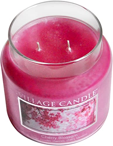 Village Candle Cherry Blossom 26 oz Glass Jar Scented Candle, Large