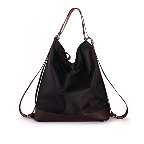 Good Bag Women's Excellent Shoulder Handbags Exquisite Backpack Waterproof Nylon Purse(Black)