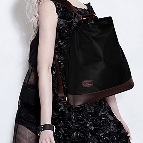 Good Bag Women's Excellent Shoulder Handbags Exquisite Backpack Waterproof Nylon Purse(Black)