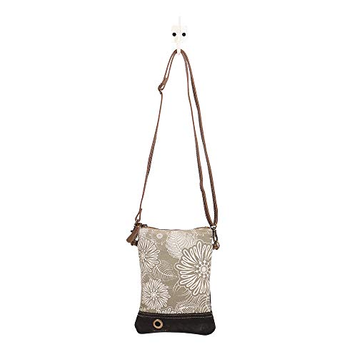 Myra Bag Leafy Upcycled Canvas & Leather Crossbody Bag S-1466