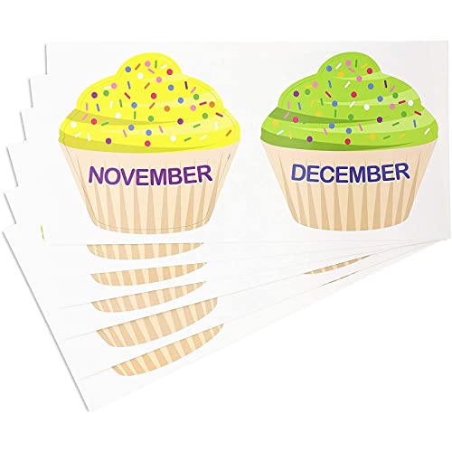 63 Piece Set Cupcake Cutouts for Bulletin Board and Student Birthdays, Classroom and Teacher Supplies