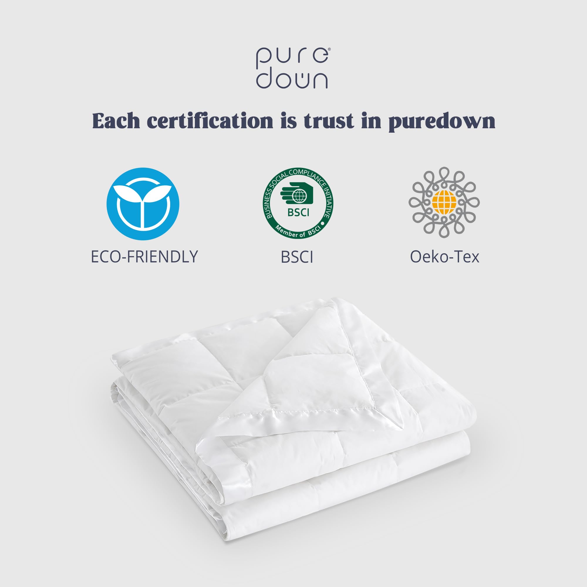 puredown® Blankets Queen Size - Soft Lightweight Down Blanket for All Seasons, Cozy Warm Luxury Bed Blanket with Satin Trim, Cotton Cover, White (90"X90")