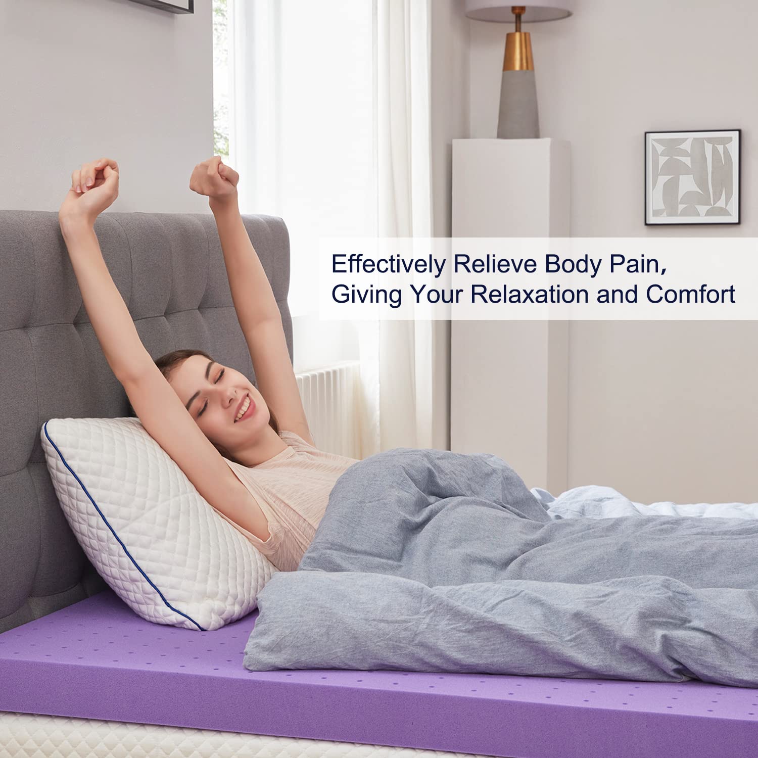 SINWEEK 3 Inch Gel Memory Foam Mattress Topper Ventilated Soft Pressure Relieve Mattress Pad, Breathable Bed Topper, CertiPUR-US Certified, Full Size